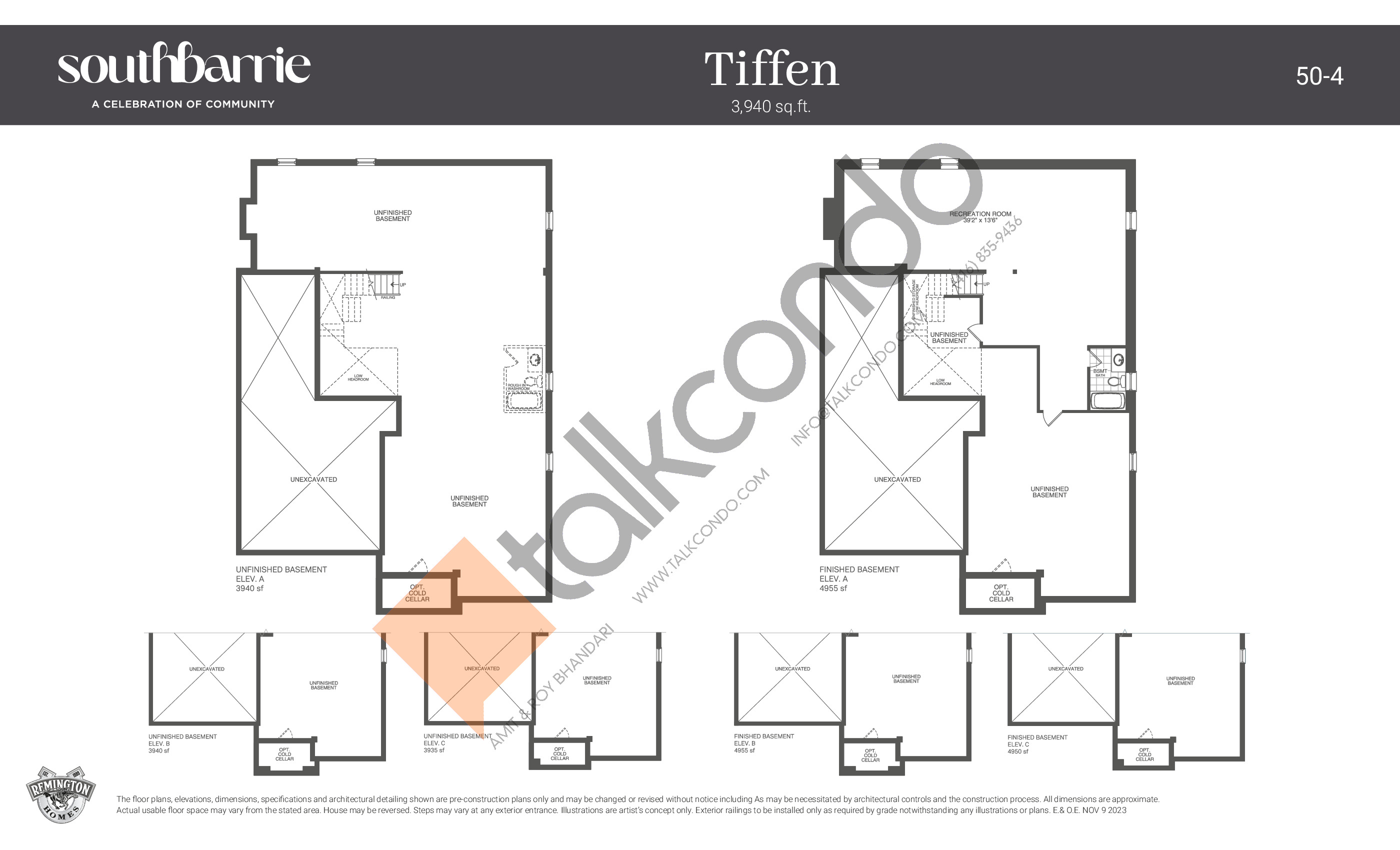 South Barrie by Remington Homes | Tiffen (Basement) | 3940 sq.ft. | 4.5 bedrooms